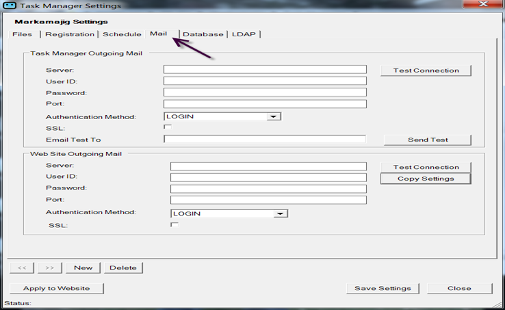Workamajig Server - Update Mail Settings – Workamajig