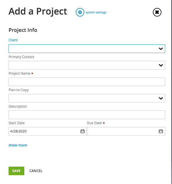 Project Manager > Planning projects page [guide] – Workamajig