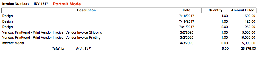 Invoice backup [report] – Workamajig