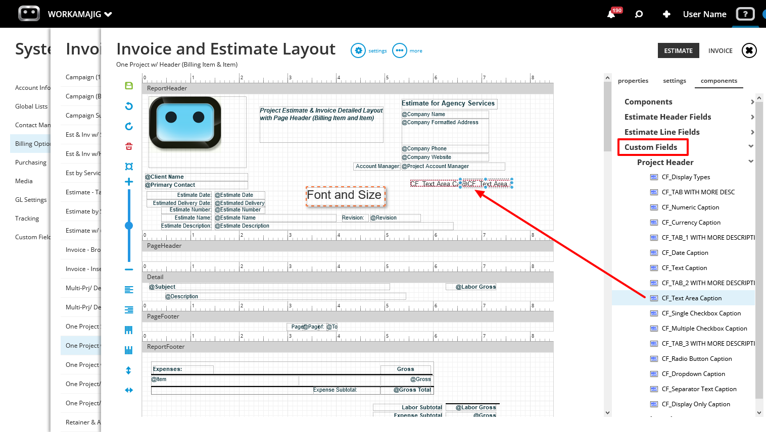 Invoice and Estimate Layouts – Workamajig