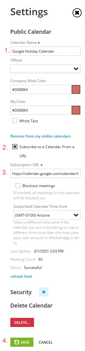 Google Public Calendar Subscription – Workamajig