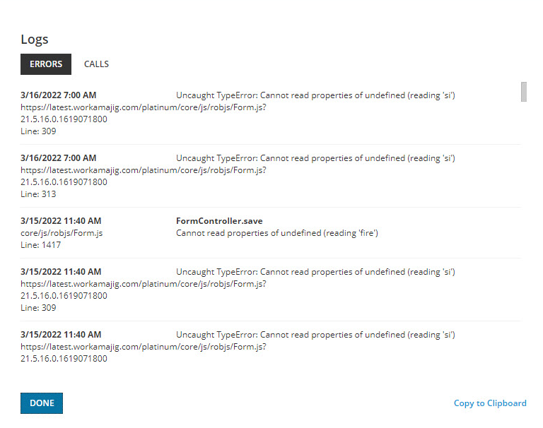 Capturing Detailed Errors – Workamajig